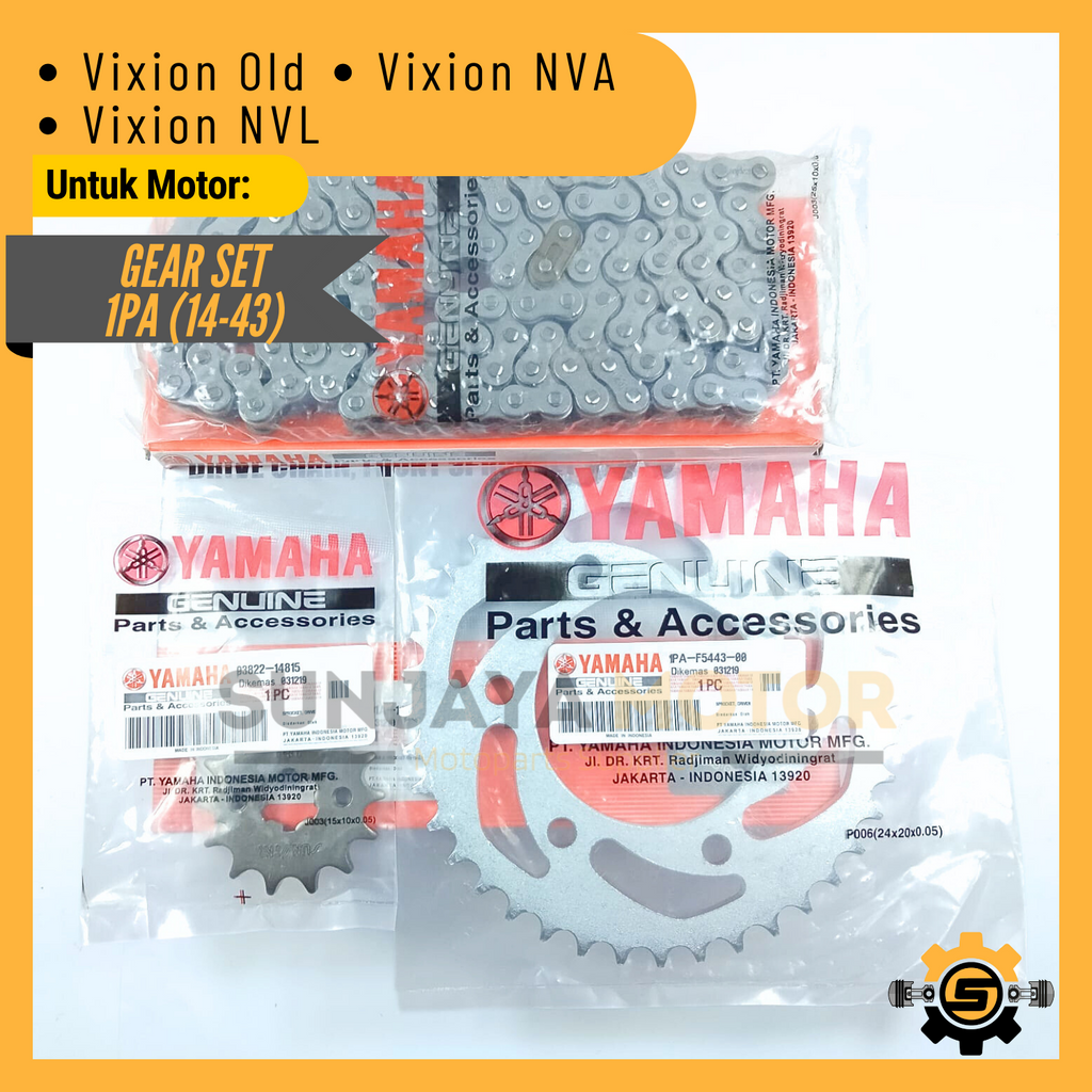 Jual Gear Set Rantai 1PA Gearset Rante Kualitas Original Yamaha Vixion ...