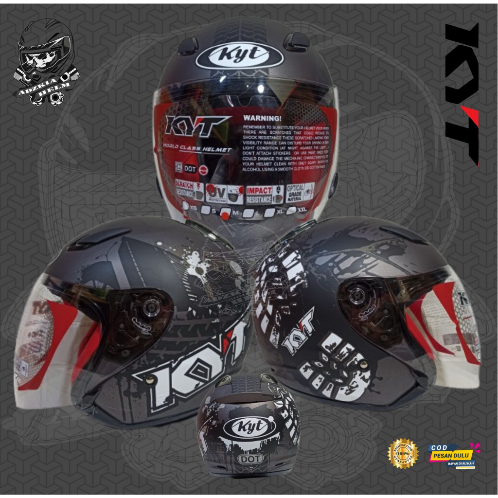 Jual HELM KYT DJ MARU MOTIF #10 GUNMETAL DOFT | HALF FACE | READY SIZE JUMBO XXL | Shopee Indonesia