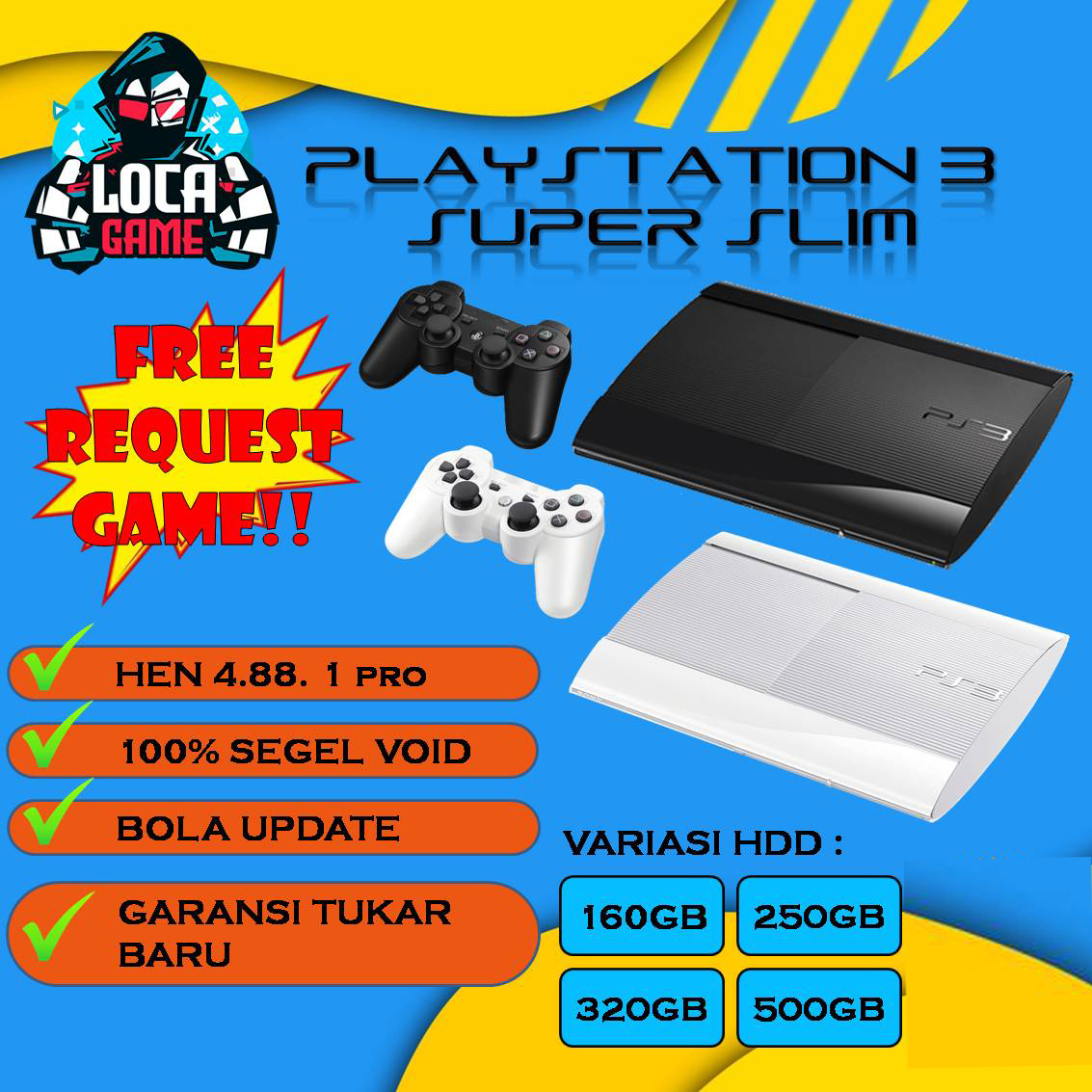 Jual PS3 | PLAYSTATION 3 SUPERSLIM HEN CFW SEGEL VOID 250GB | 320GB | 500GB | 1TB BERGARANSI ...