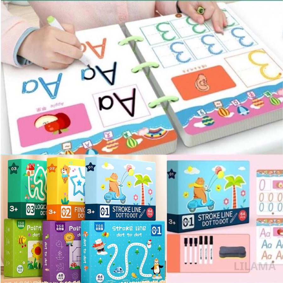 Jual MAGIC WORKBOOK 128 pcs / activity book / dot reusable pen / buku ...