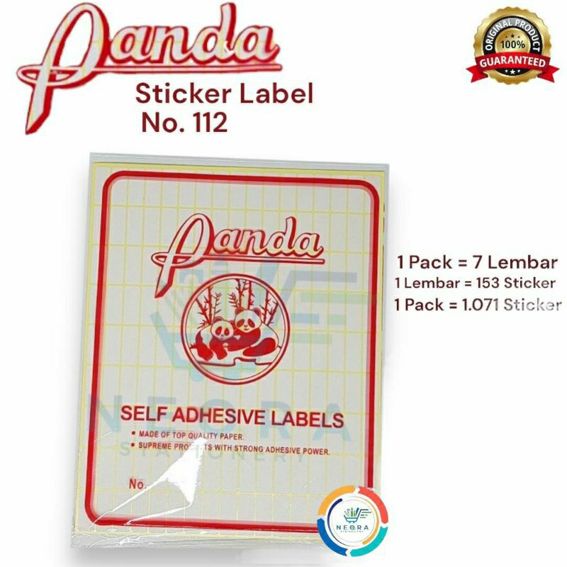 Jual Sticker Label Nama / Harga Self Adhesive Label PANDA No 112 ...