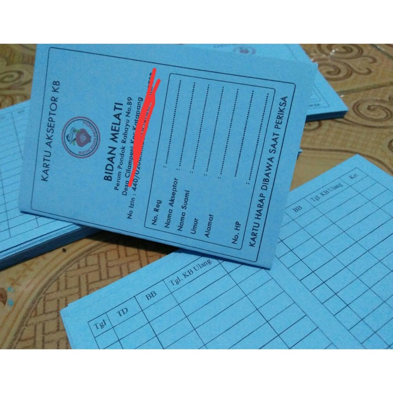 Jual Cetak Kartu KB Lipat 2 Custom Berwarna Bidan Akseptor | Shopee ...