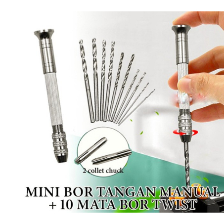 Jual Mini Pen Hand Drill Bor Tangan Manual + 10pc mata bor pLobang PCB ...