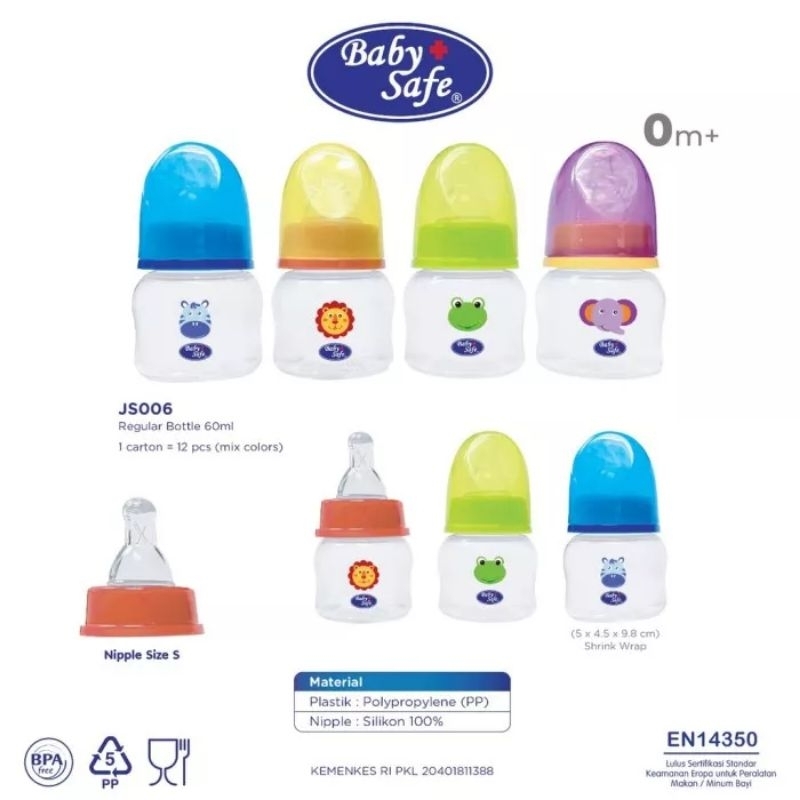 Jual Baby safe Bottle 60ml - JS006/botol susu/botol dot babysafe js006 ...