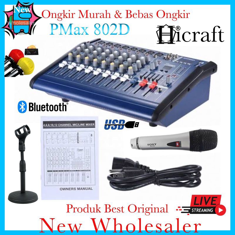Jual Power Mixer Full 8 Channel Hicraft Pmax 802D original 4 out Sound | Shopee Indonesia