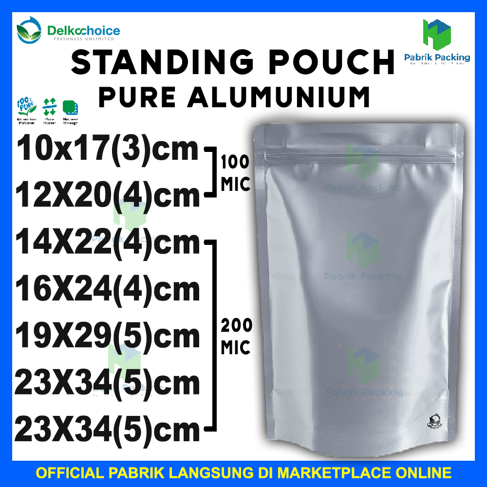 Jual Standing pouch pure alumunium foil kemasan ziplock makanan ...