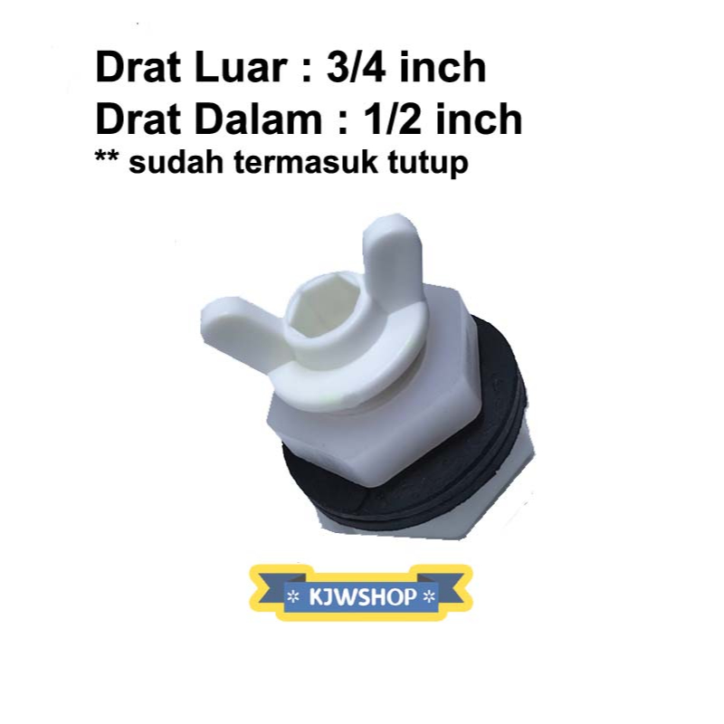 Jual Watermur Mur Tandon Tutup Pembuangan Air Tandon 3/4" x 1/2" PVC ...