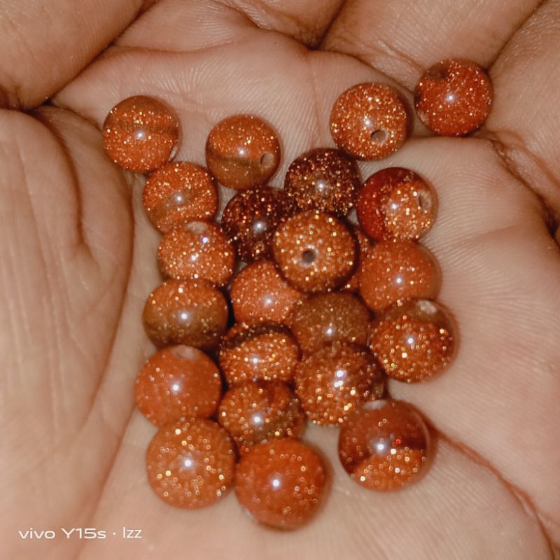 Jual Butiran tasbih/gelang batu pasir emas ukuran 8 mm | Shopee Indonesia