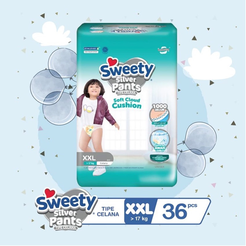 Jual Sweety Silver Pants NB44 S66 M60 L54 XL44 XXL36 Soft Cloud Cushion ...