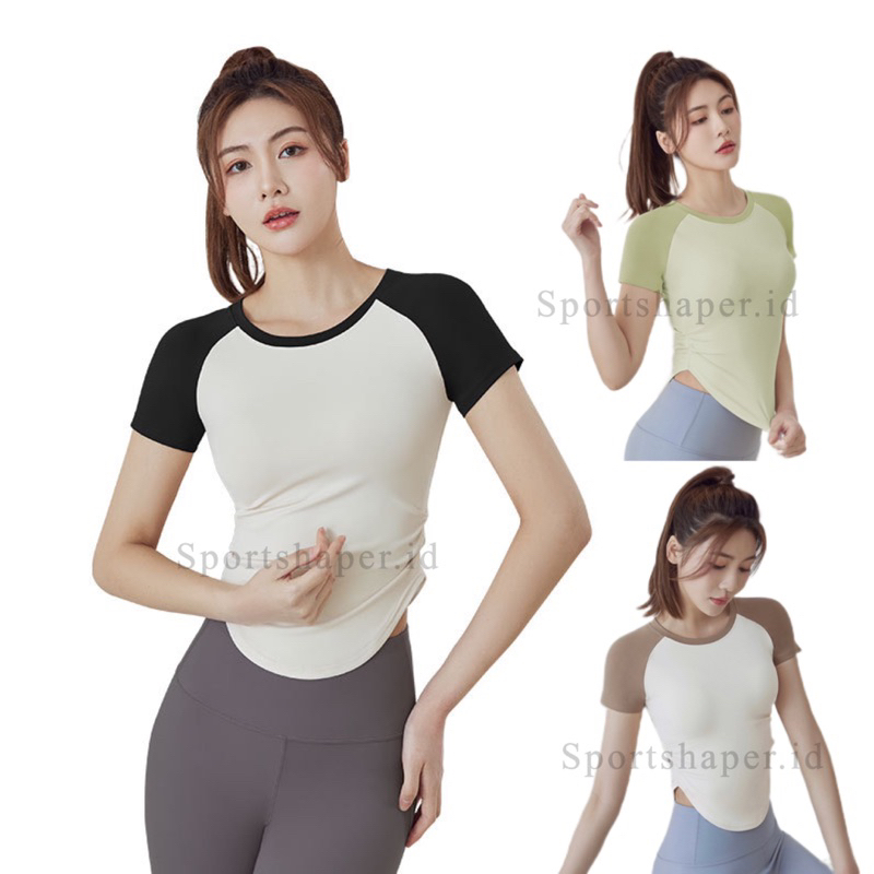 Jual Baju Olahraga Wanita Slim Fit Gym Fitness Yoga Warna Lengan | Shopee Indonesia