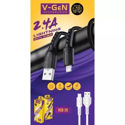 Jual Kabel USB V-Gen VCB-25 cable lightning Fast charging 2.4A Bulat ...