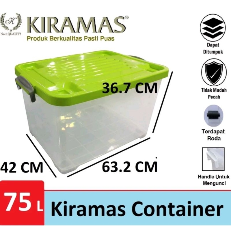 Jual BOX CONTAINER KIRAMAS 75 LITER / Box kontainer dengan roda / 1039 ...