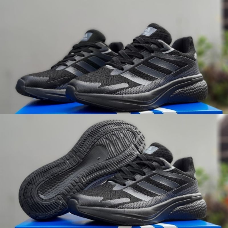 Jual Sepatu Runing Black Adidas Pria Full Black Running Original ...