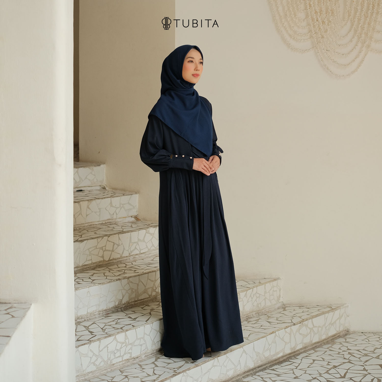 Jual TUBITA - Zalina Elegant Dress Navy Gamis Kondangan Wanita | Shopee ...