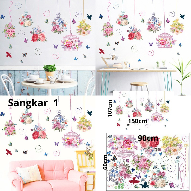 Jual WALLSTICKER WALL STICKER STIKER SETIKER DINDING SANGKAR BURUNG ...