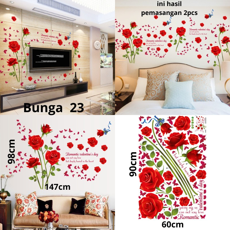 Jual WALL STICKER STIKER SETIKER SETICKER DINDING BUNGA WALLSTICKER WALLSTIKER DINDING TEMPELAN ...