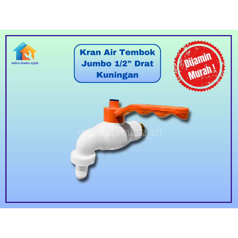 Jual Kran Air Tembok Jumbo Drat Kuningan /Kran Air Pvc Taman 1/2 Inchi ...