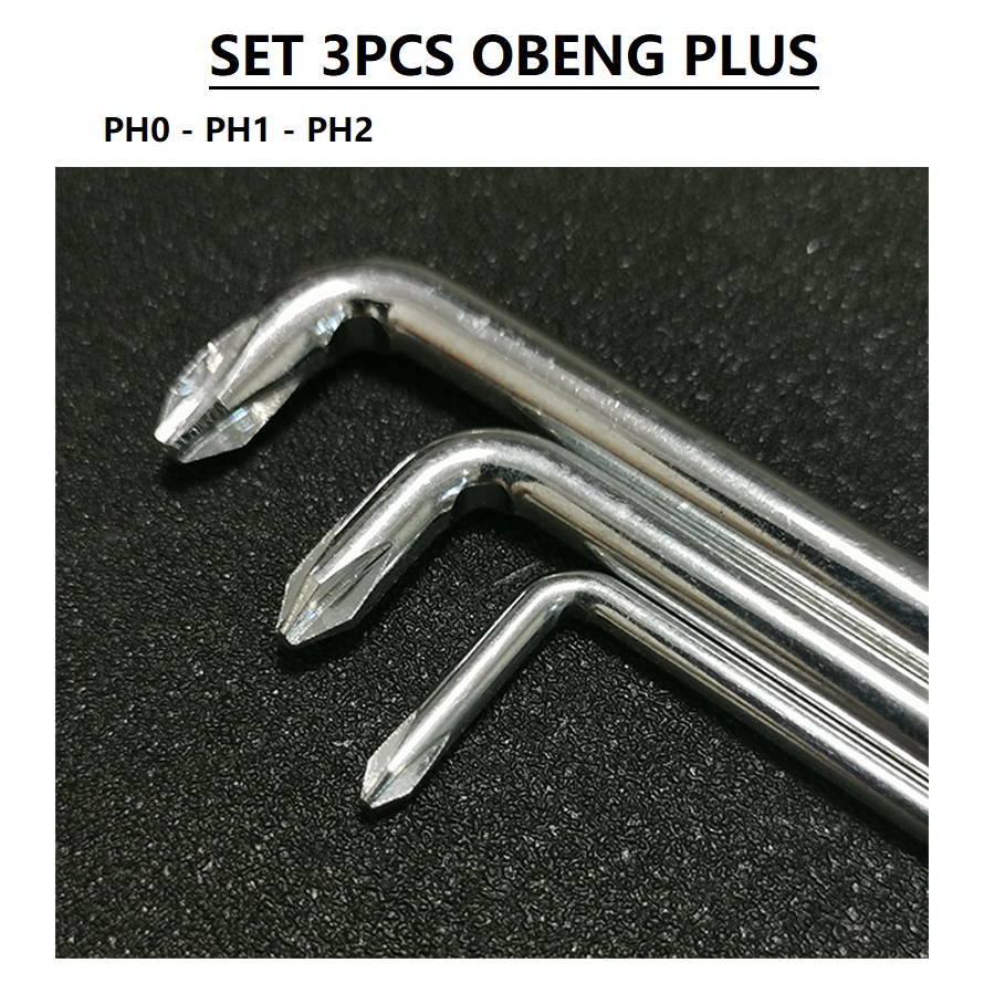 Jual Set 3Pcs Obeng Plus Berbentuk L PH0 PH1 PH2 Dual Head L Shaped ...