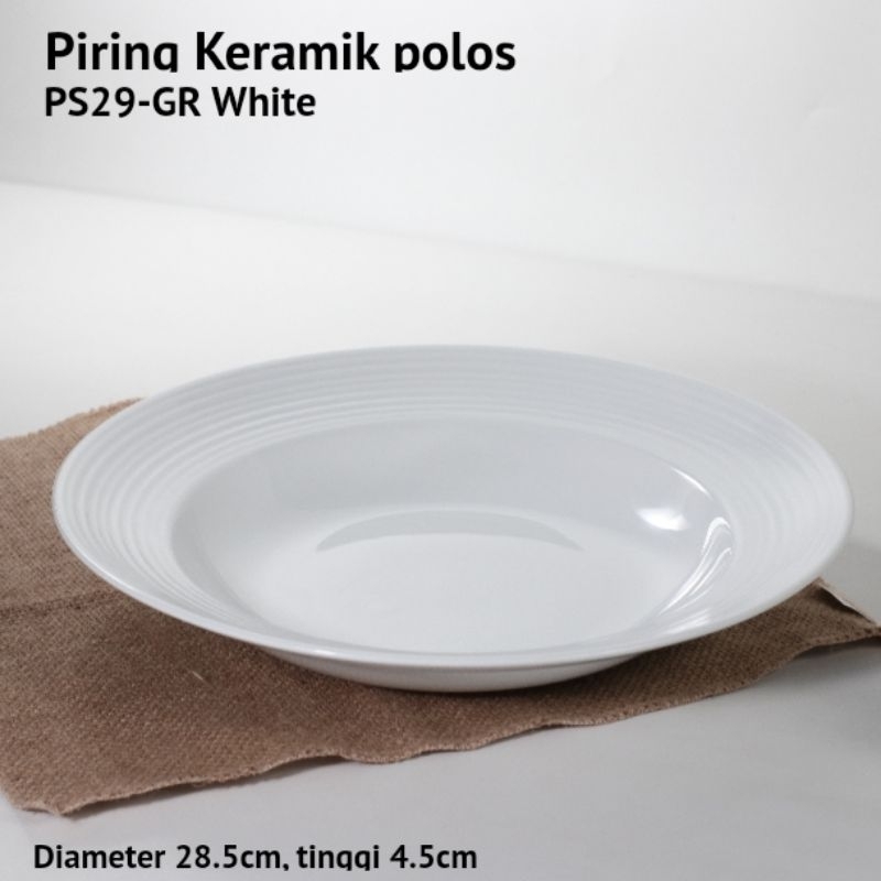 Jual Piring polos cekung keramik 28.5cm PS29-GR 3 PCS by Indo keramik ...