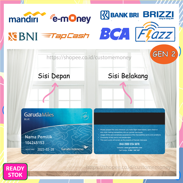 Jual KARTU EMONEY DESIGN KARTU GARUDA BLUE BIRU MILES E-MONEY MANDIRI ...