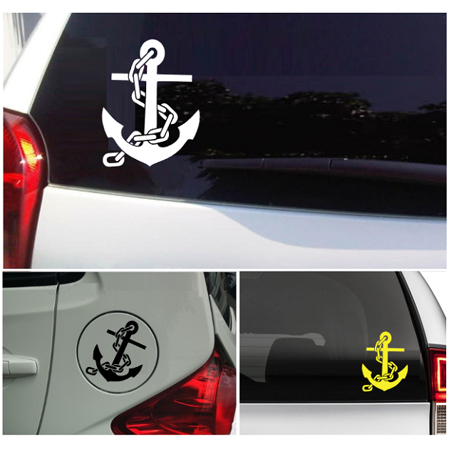 Jual Stiker Lucu Unik Kaca Mobil Cutting Sticker Jangkar Kapal | Shopee ...