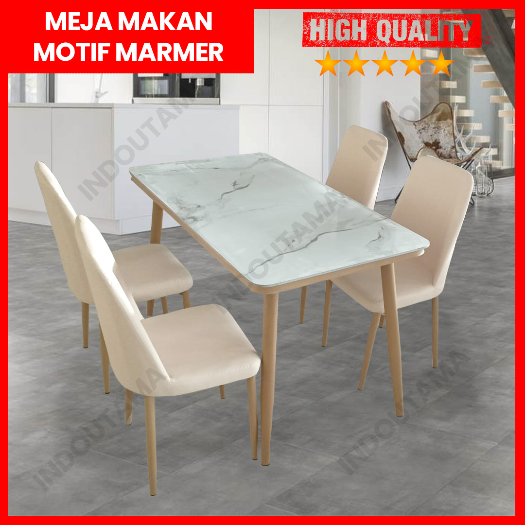 Jual Meja Makan Set Motif Marmer Marble - Dining Set Marmer Modern ...