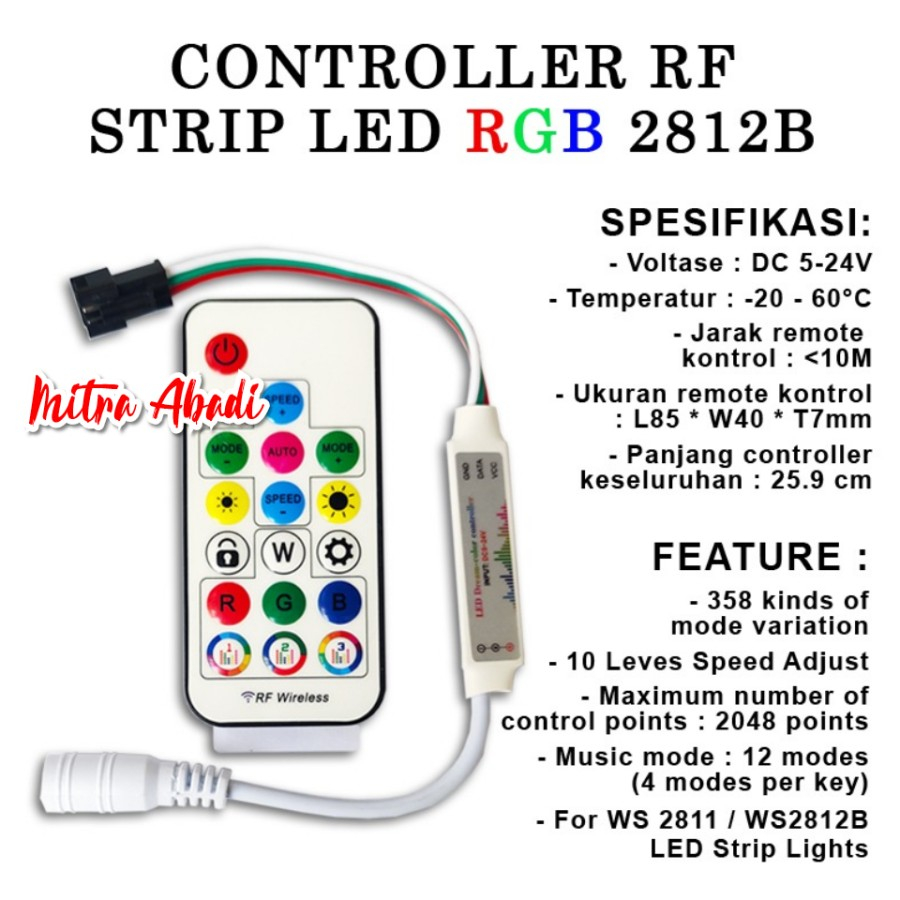 Jual Remote RF RGB WS 2812 B Controller DC 5-24V WIRELESS | Shopee ...