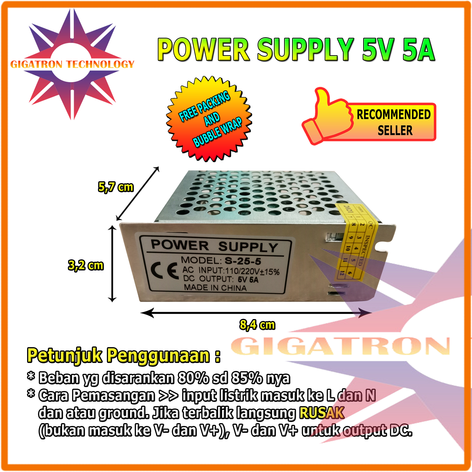 Jual Power Supply 5V 5A Body Kecil / Switching Power Supply PSU 5V 5A ...