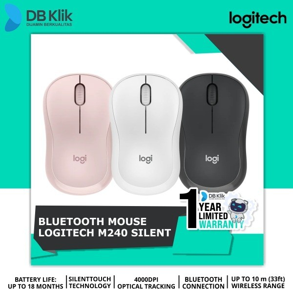 Jual Mouse Logitech M240 Wireless Bluetooth Silent Click 4000DPI - M ...
