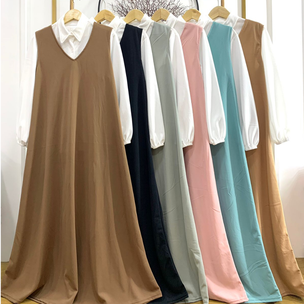 Jual Gamis 2 in1 model V neck (inner kemeja lepas pasang) lengan manset ...