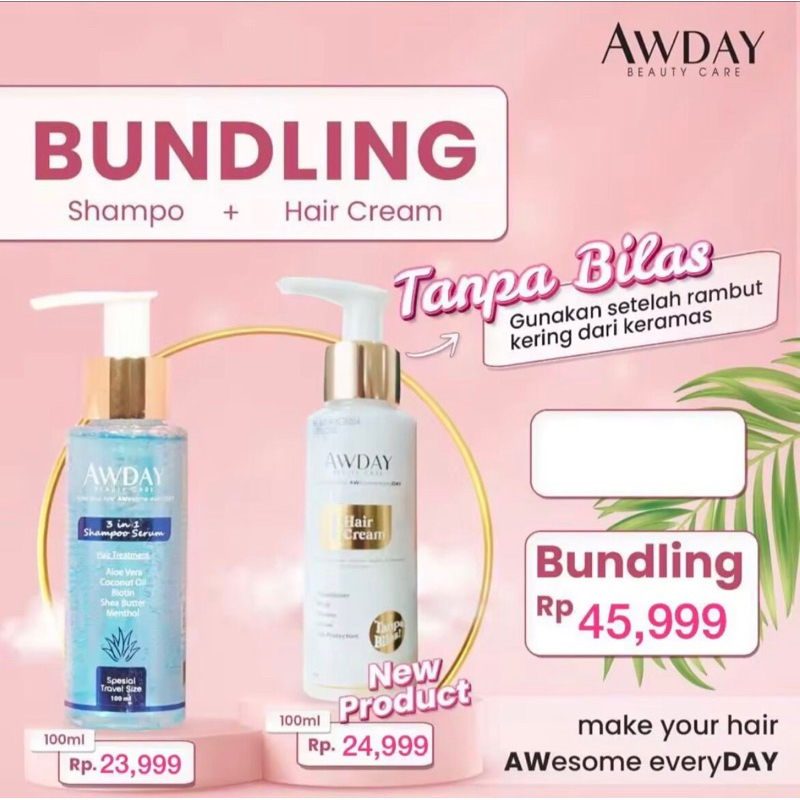 Jual Paket Murah Awday 3in1 Shampoo dan Haircream Conditioner | Shopee ...
