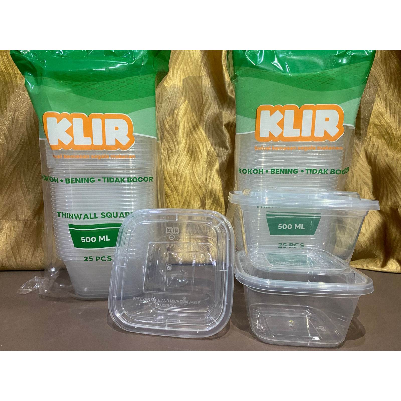 Jual Thinwall kotak KLIR 500ml + Tutup 1 pack isi 25 pcs - ANTI PECAH | Shopee Indonesia