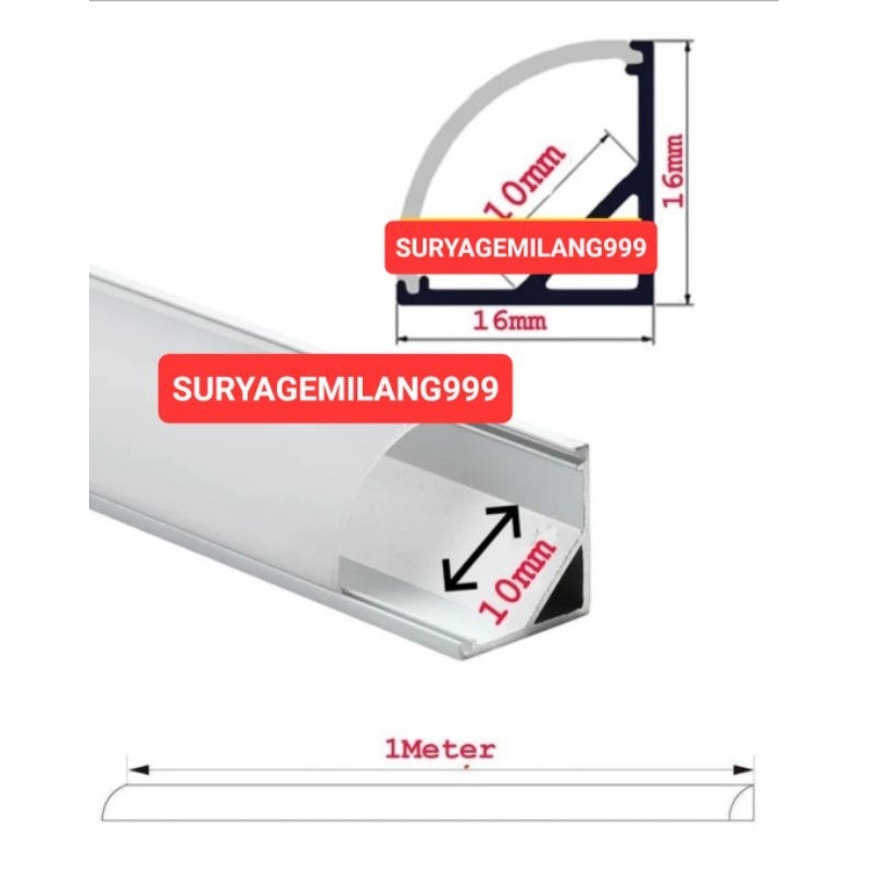 Jual Rumah Lampu LED Strip List Rel Kap Aluminium Acrylic Cover Batang ...