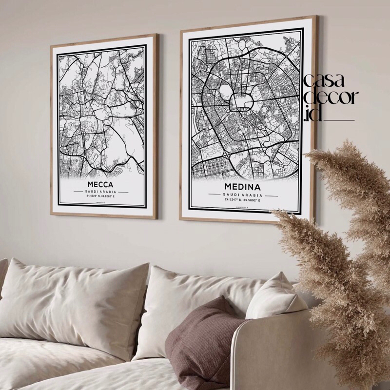 Jual Hiasan Dinding Walldecor Frame Maps Mecca Medina Classic size ...
