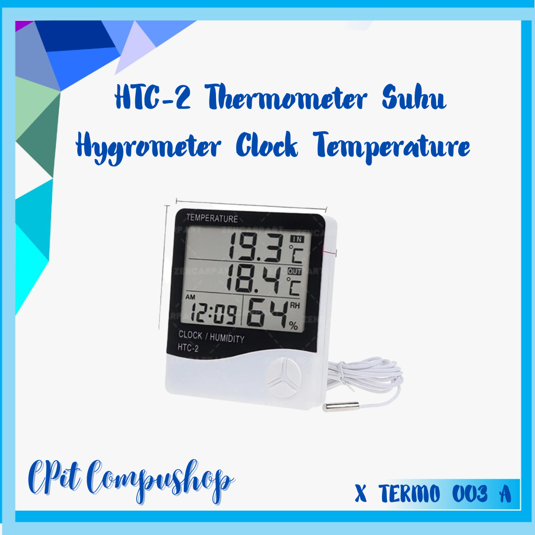 Jual HTC-2 Thermometer Suhu Hygrometer Clock Temperature Humidity HTC-2 | Shopee Indonesia