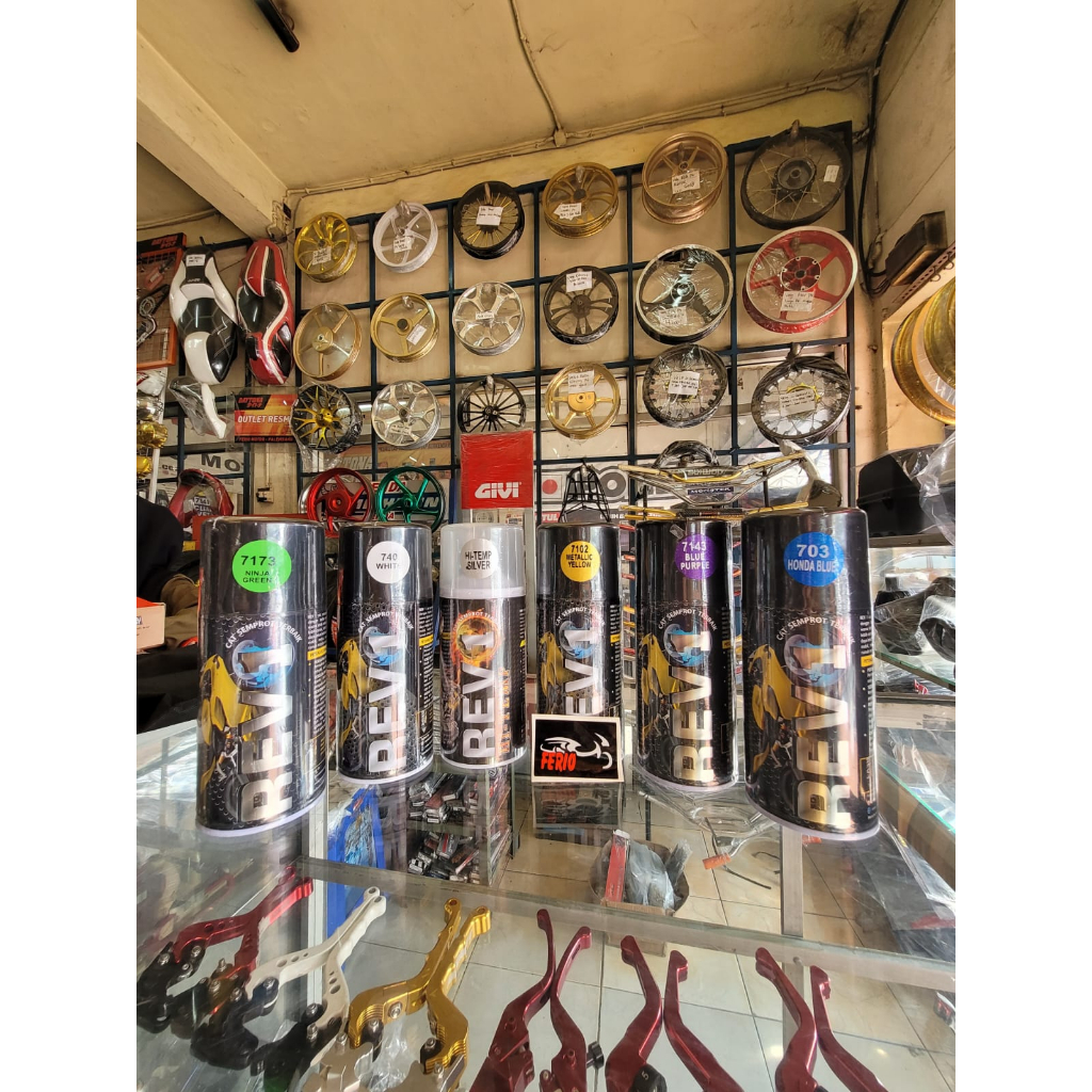 Jual Cat motor Cat Pelek Revo Aerosol Yellow Hitam Merah Biru Silver ...