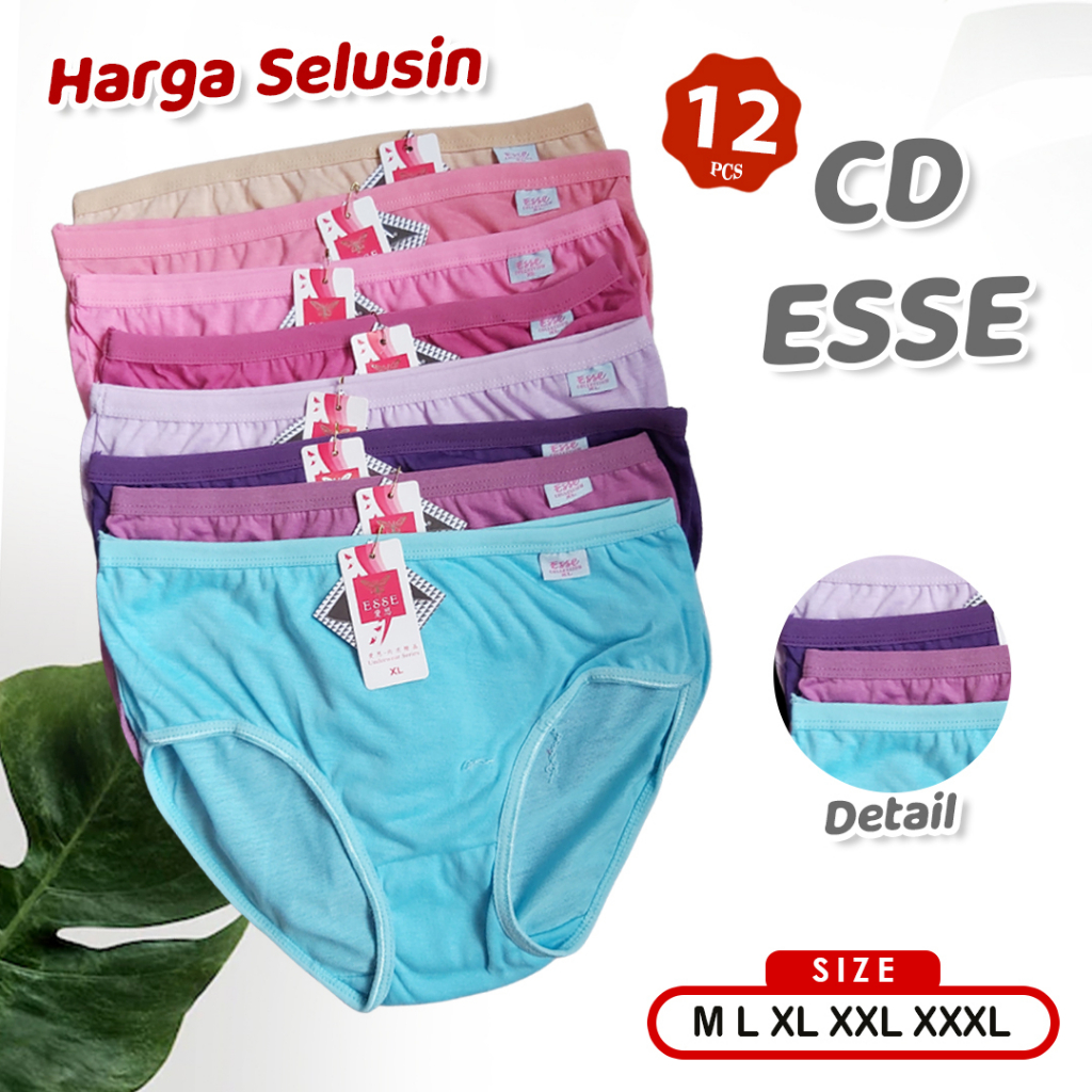 Jual 12 Pcs Celana Dalam Wanita ESSE | CD Grosir Lusinan | Size M L XL XXL XXXL | Shopee Indonesia
