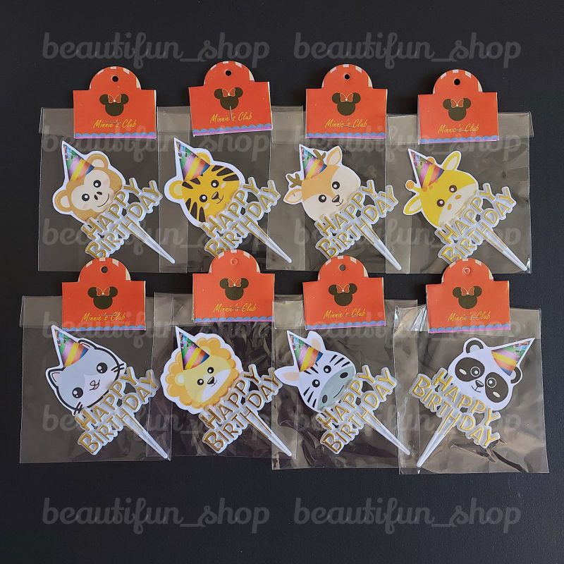 Jual Topper happy birthday kartun hewan | hiasan kue ulang tahun anak ...