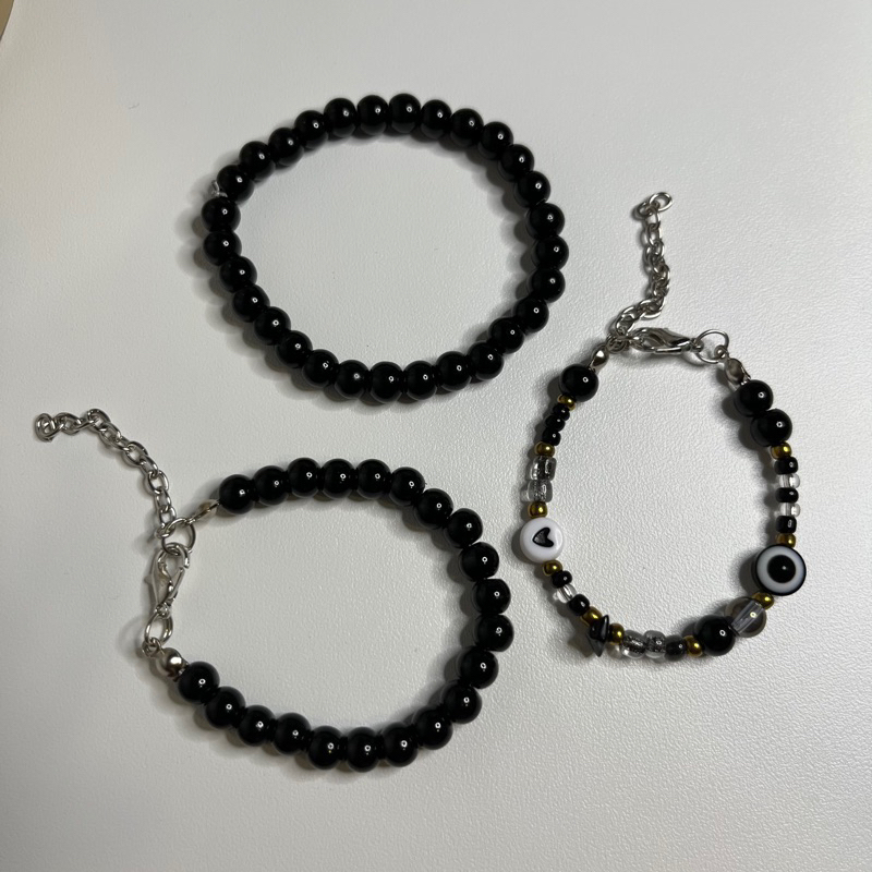 Jual FULL BLACK BRACELET by LOST BEADS / Gelang Manik-Manik Korean ...