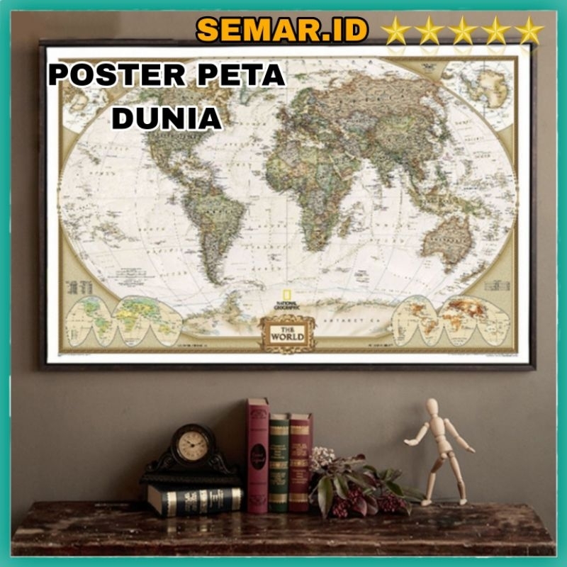 Jual Poster Peta Dunia Large Vintage World Map 103 x 69 cm Ukuran Besar ...