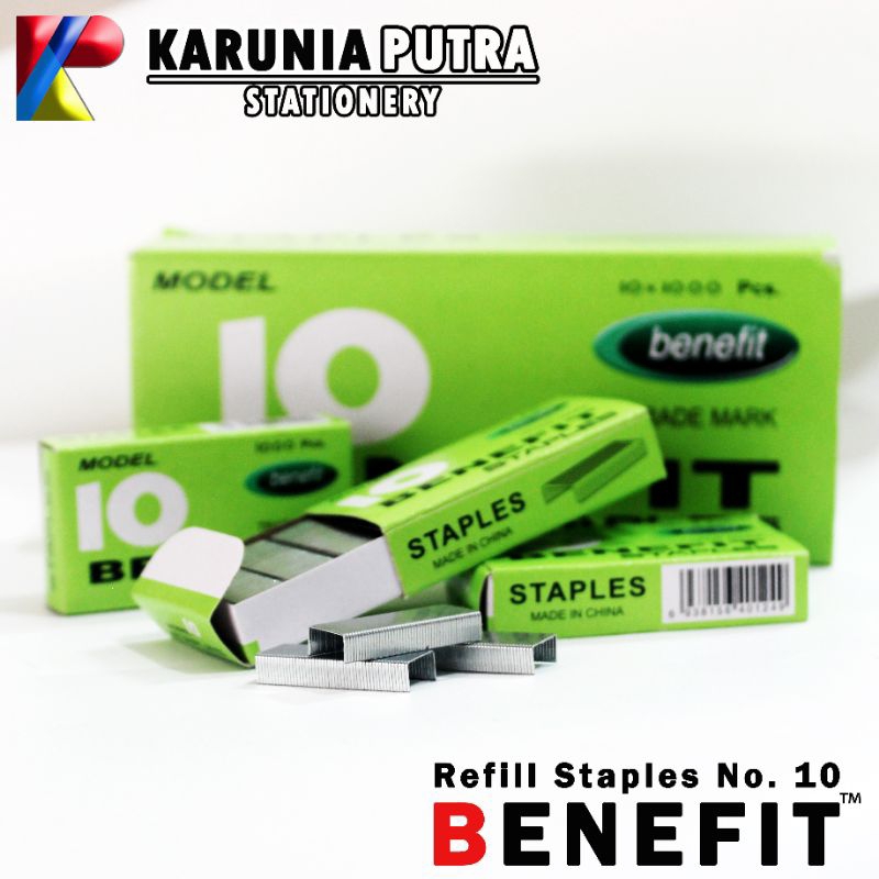 Jual Stapler Benefit Refill Staples No. 10 1pack isi 1000pcs | Shopee ...