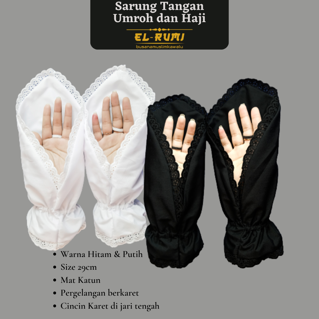 Jual ELRUMI - Sarung Tangan Umroh Haji Wanita | Shopee Indonesia