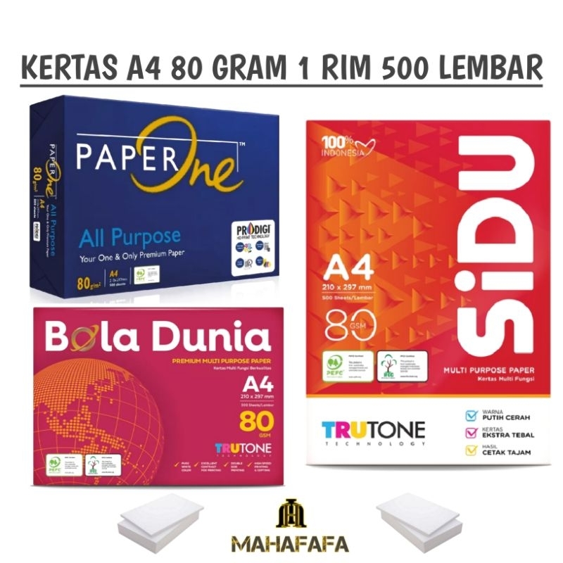 Jual KERTAS A4 80 GRAM 1 RIM 500 LEMBAR | Shopee Indonesia