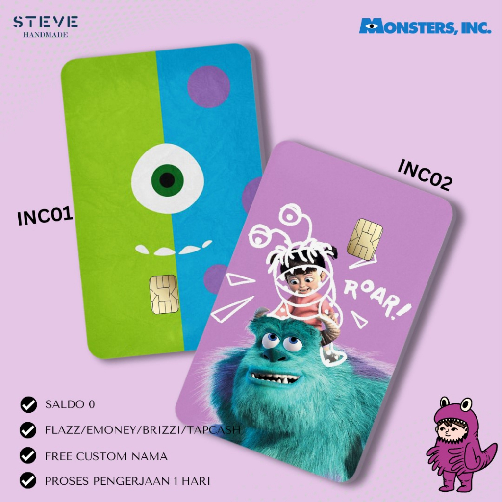 Jual Flazz Gen 2 Emoney Brizzi Tapcash Monster Inc Custom Nama UV Print | Shopee Indonesia