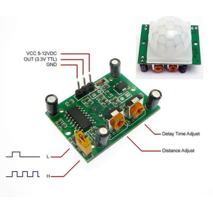 Jual HC-SR501 SR501 PIR MOTION SENSOR PYROELECTRIC INFRA RED SENSOR ...