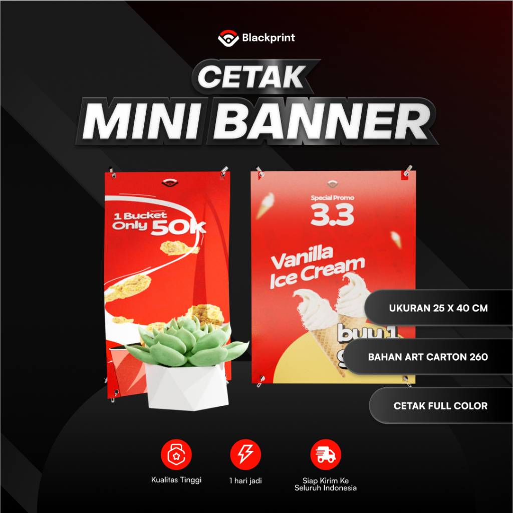 Jual Cetak Mini X Banner Custom 25 x 40 cm | Shopee Indonesia