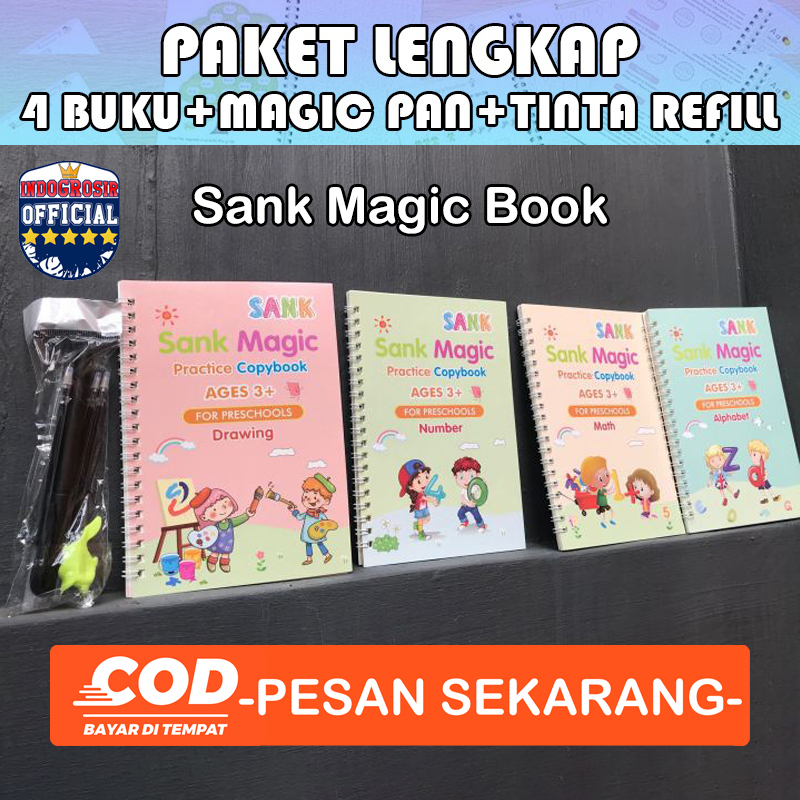 Jual SANK MAGIC BOOK PRACTICE 1SET ISI 4 BUKU + PULPEN + TINTA REFILL ...