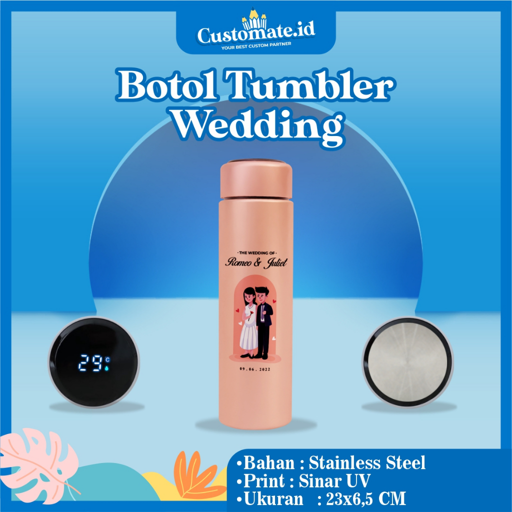 Jual CUSTOMATE Botol Tumbler Termos LED Custom Wedding/Nikahan 500ml ...