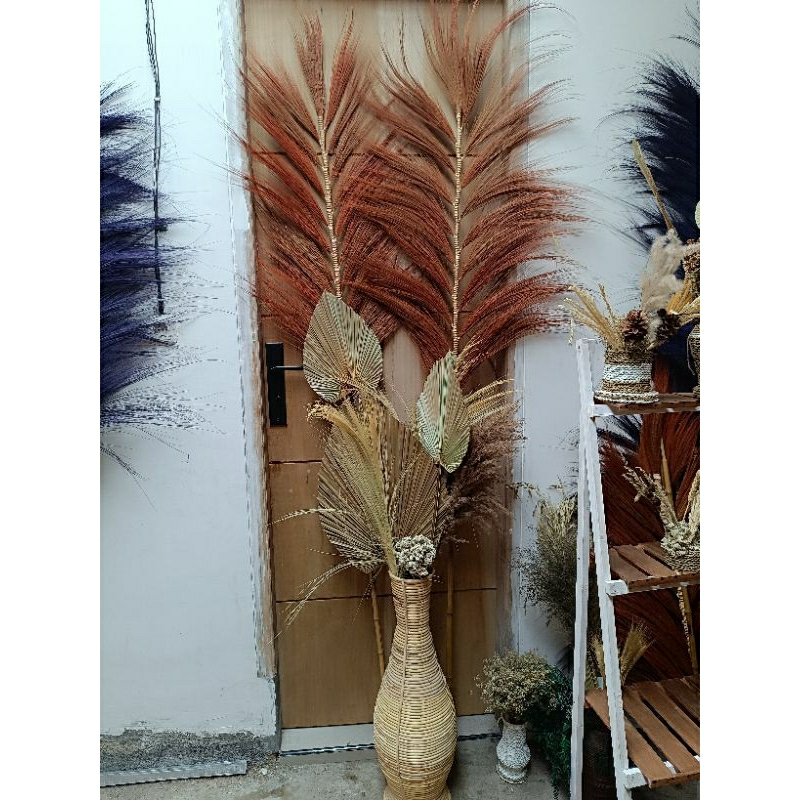 Jual paket super daun rustic palem pampas rayung bahan dekorasi rustic ...