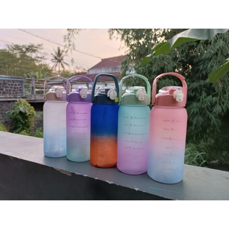 Jual BOTOL MINUM MOTIVASI 2000ml/2L, 2 SEDOTAN PREMIUM BOTOL MINUM ...